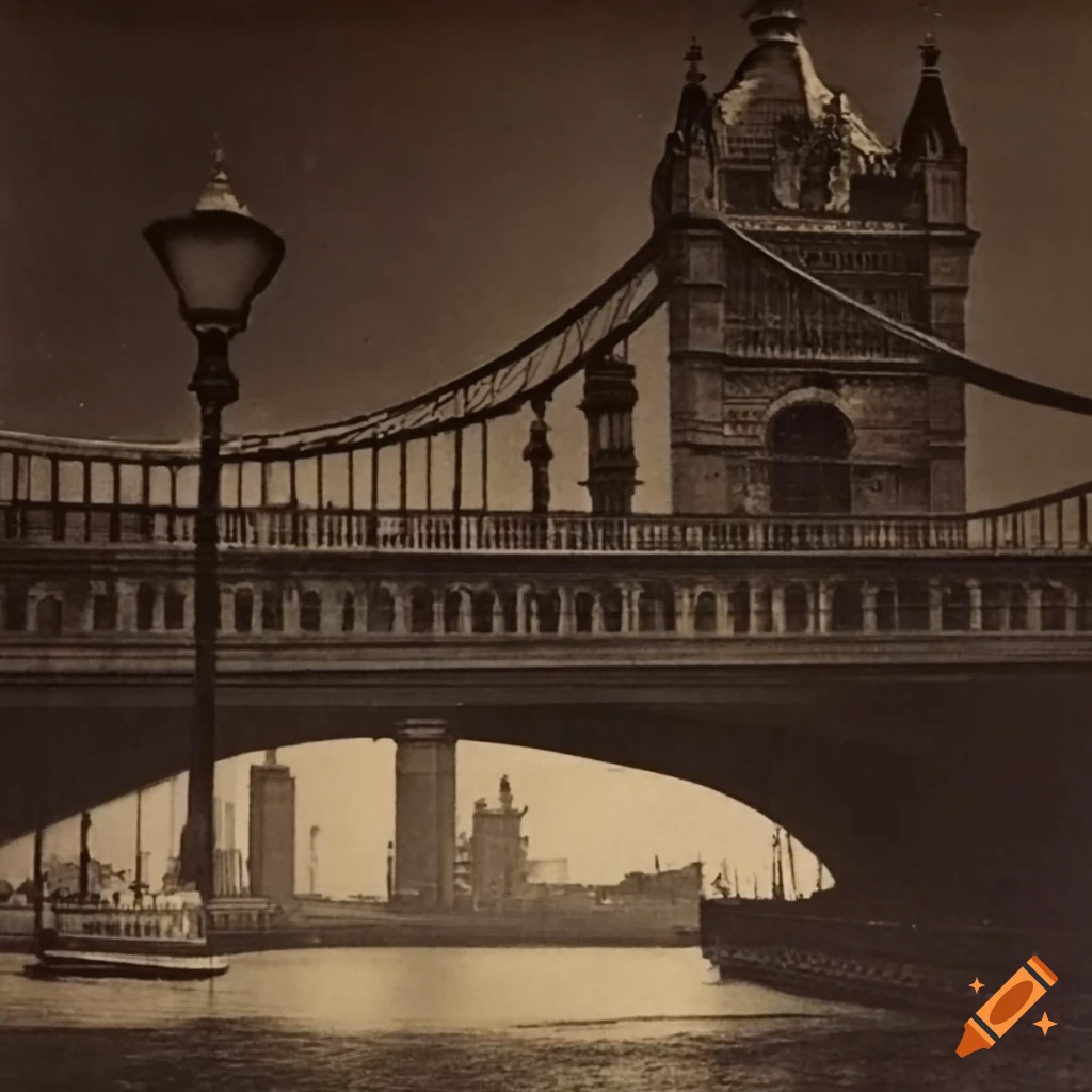 Vintage 1930s postcard of london bridge on Craiyon