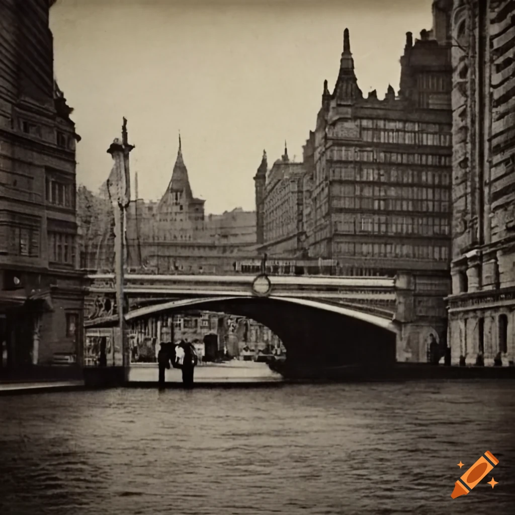 Vintage 1930s postcard of london bridge on Craiyon