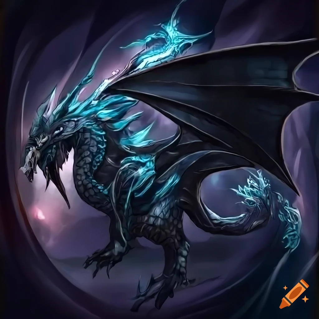 Hoarfrost dragon with menacing wings in artistic fantasy style on Craiyon