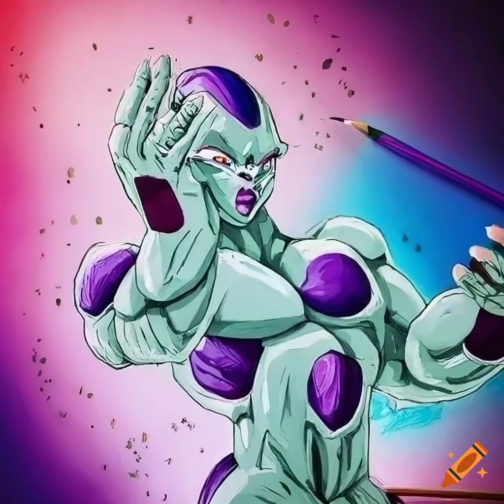 Detailed color pencil sketch of frieza from dragon ball z on Craiyon
