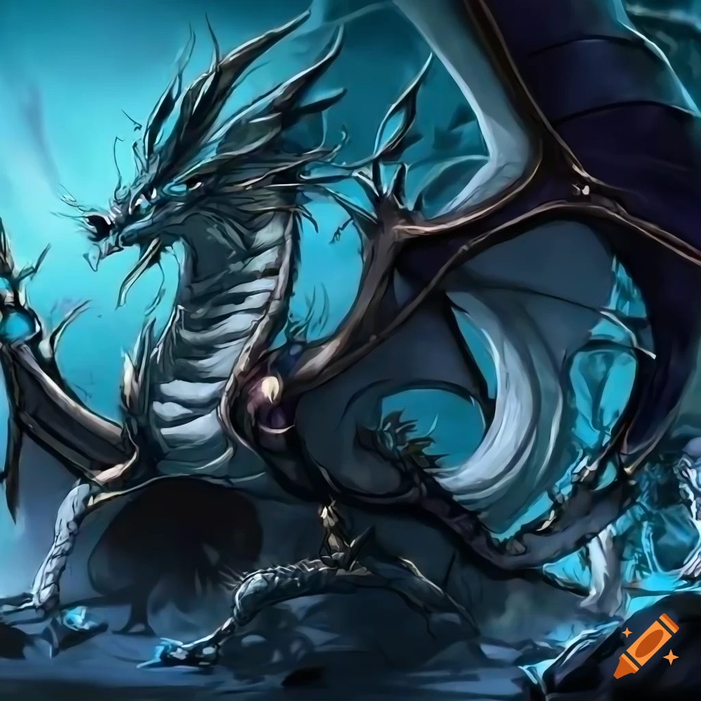 Hoarfrost Dragon in black, bronze, and cyan colors with an action ...