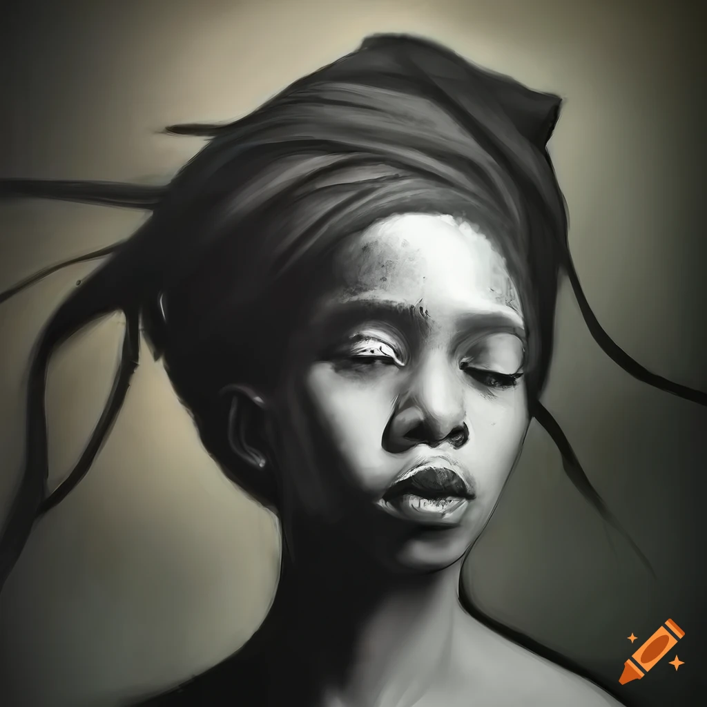 Stunning selective gold color charcoal drawing with hyperrealistic ...