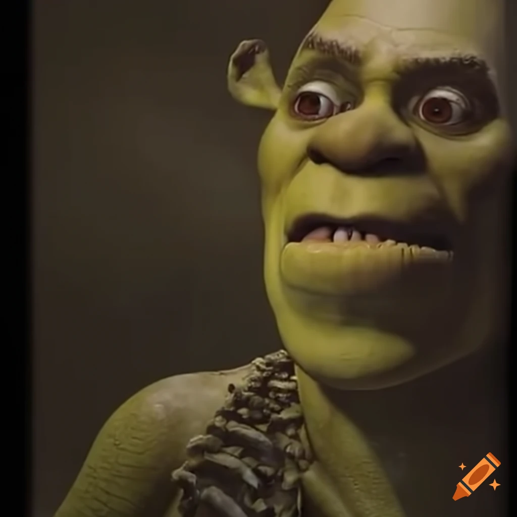 Shrek chasing his runaway skeleton on Craiyon