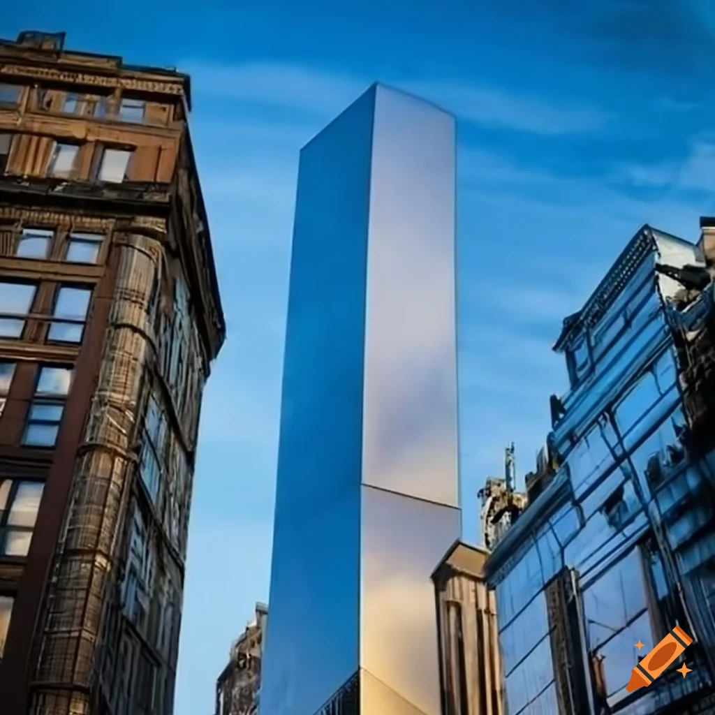 Giant chrome cube in the city center on Craiyon