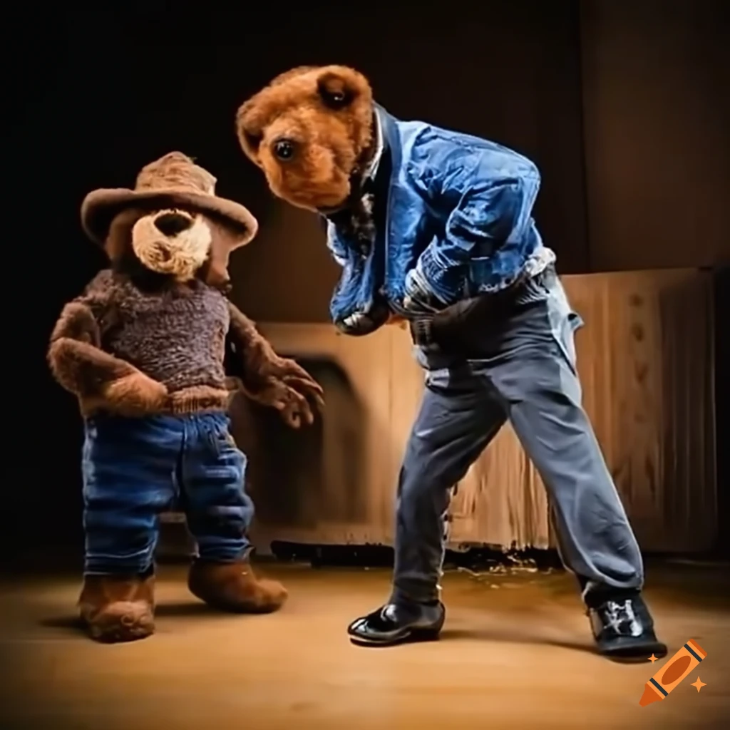 Smokey Bear and McGruff the Crime Dog breakdancing on Craiyon