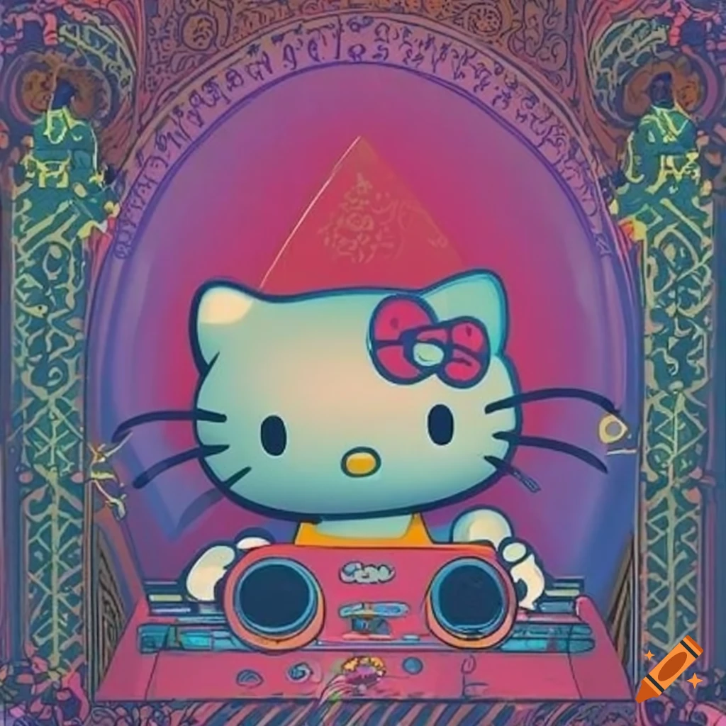 Hello kitty dj in an art deco club on Craiyon