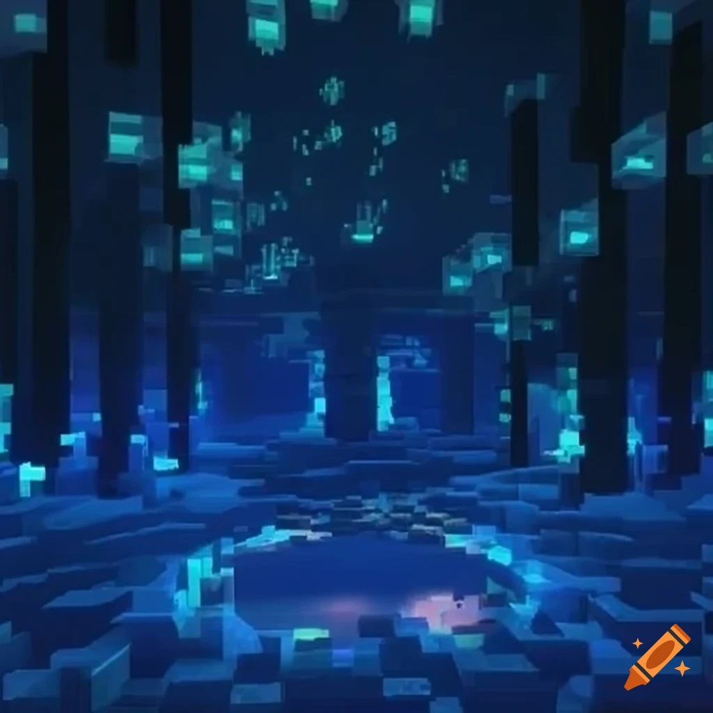 Blue forest with blue and hologram trees in a minecraft world on Craiyon