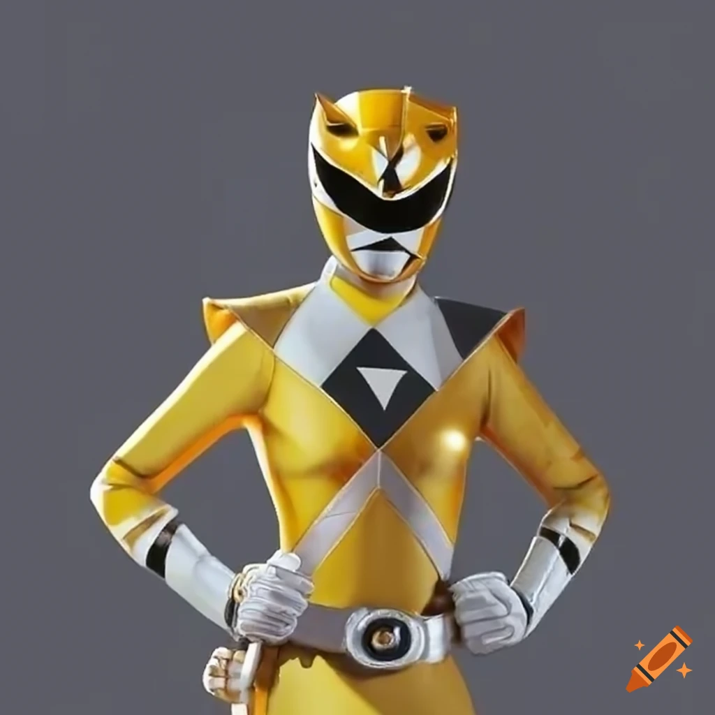 Yellow rusty armour power ranger on Craiyon