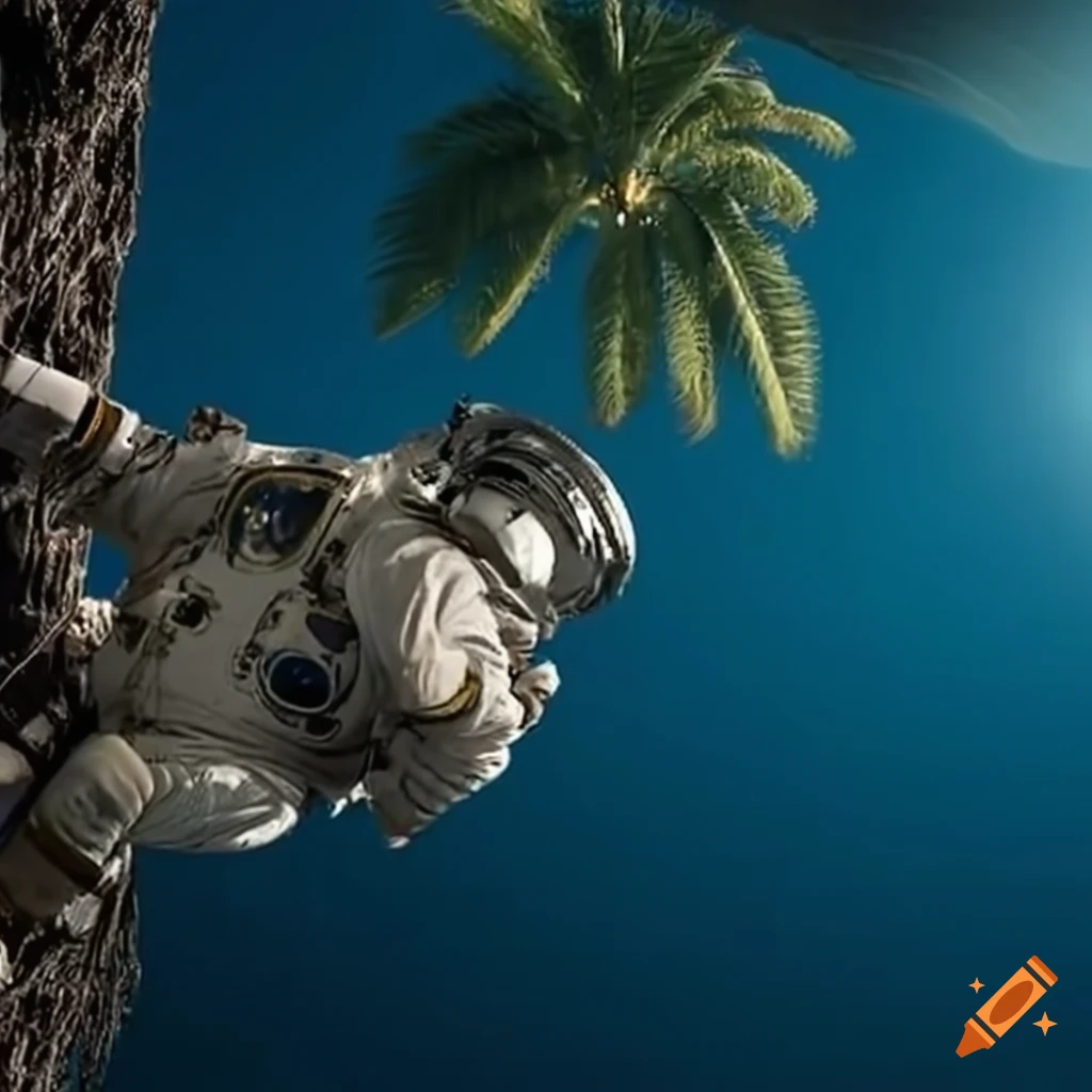 Astronaut discovers a palm tree on an alien world on Craiyon