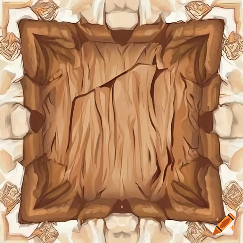 Rustic wooden and stone square with rough edges on Craiyon