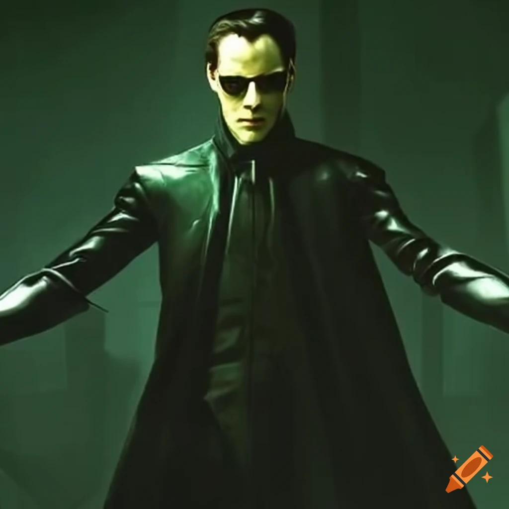 Neo from matrix holding a spoon as a weapon on Craiyon