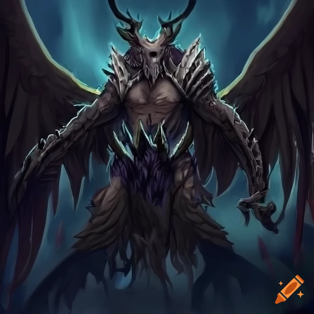 Fantastical stylised eldritch badger raven demon with menacing raven ...