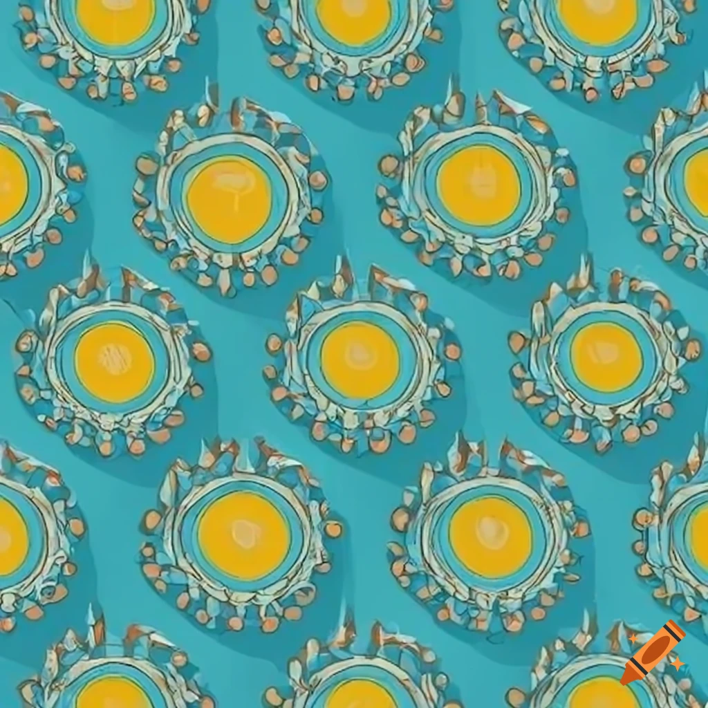 Sun design seamless pattern with sharp, clean lines in 8k resolution on ...