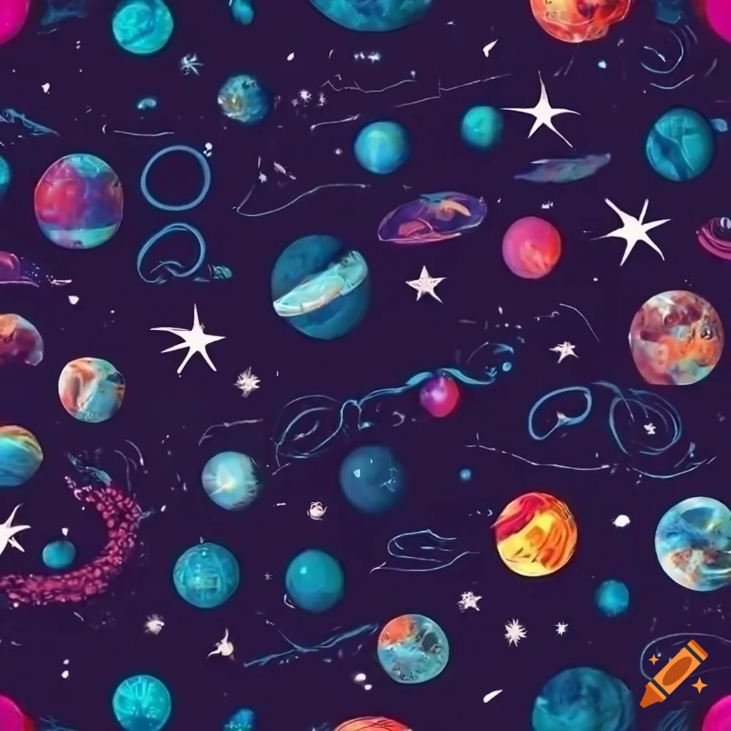 Universe design seamless pattern with sharp clean lines on Craiyon