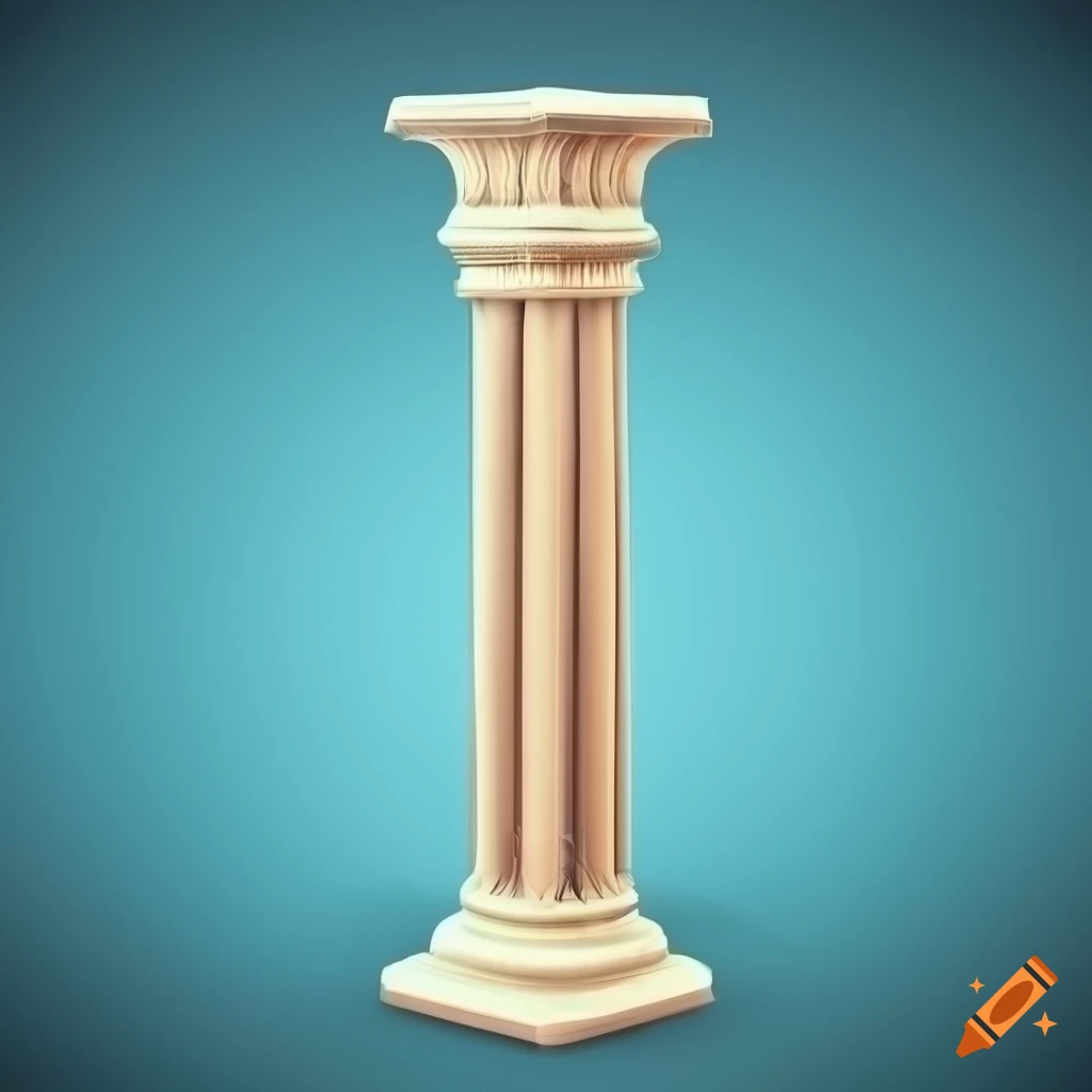 Stylized and symmetrical photo-realistic column with clean lines and ...