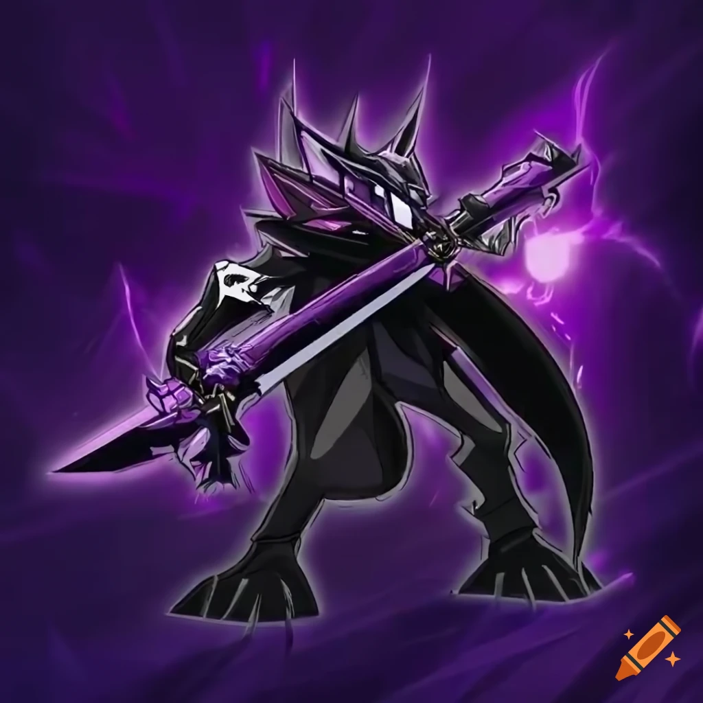 Void wolf holding a black sword in yu-gi-oh artwork on Craiyon