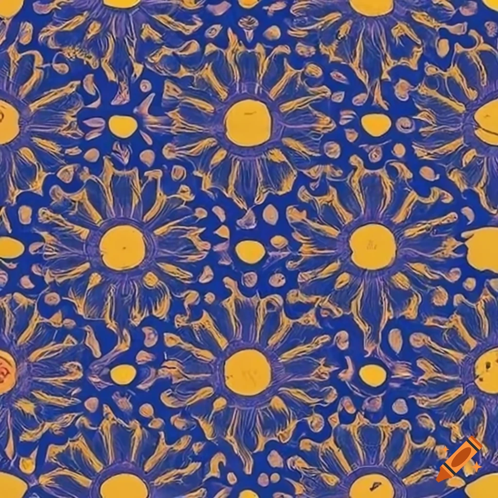Sun design seamless pattern with sharp clean lines in 8k resolution on ...