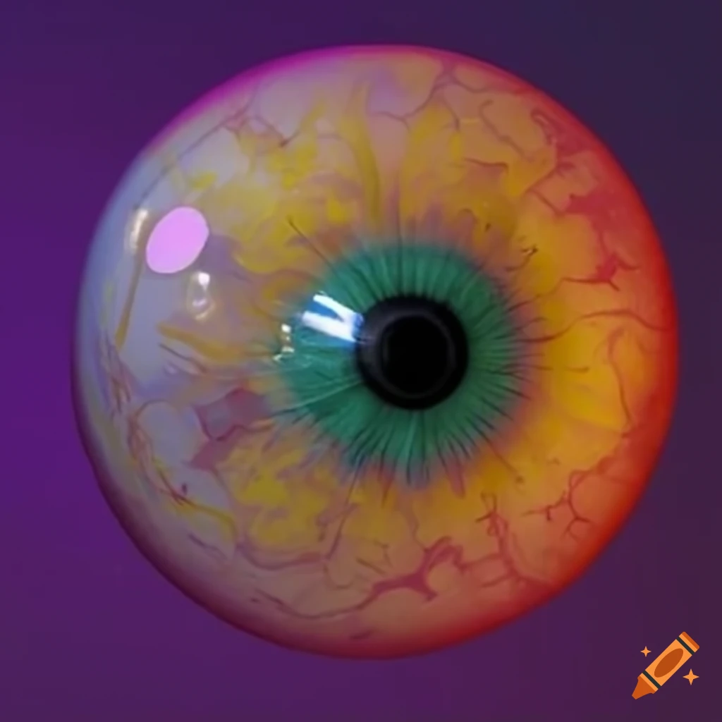 Floating eyeball in a psychedelic environment on Craiyon
