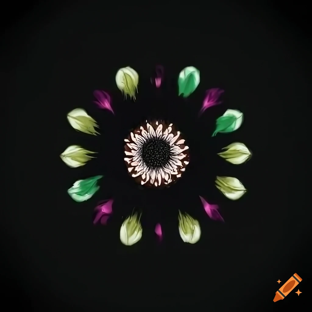 Line of flowers design with fading edges on white background on Craiyon