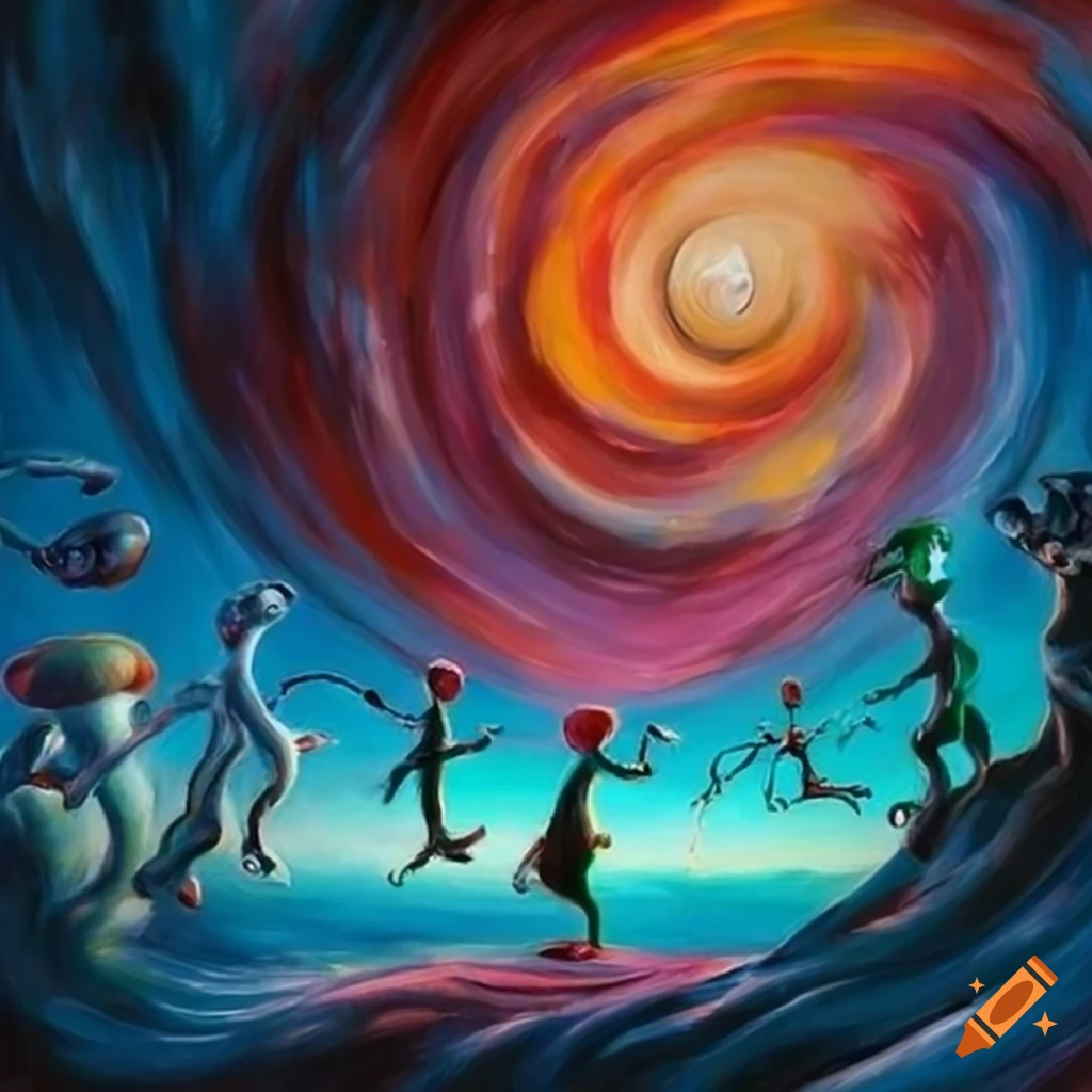 Alien invasion inspired by dr. seuss and tim burton in a masterful oil ...