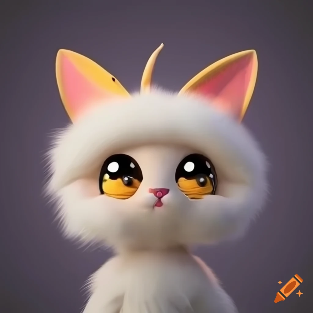 Happy fluffy cat moth in cute cartoon style on Craiyon