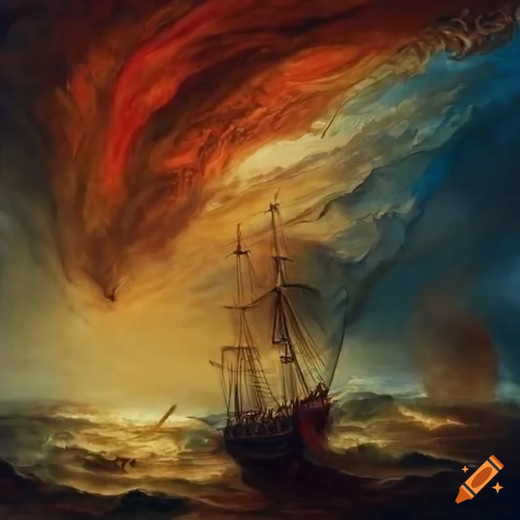 Leviathan, demon lord of the seven seas in the style of william turner ...