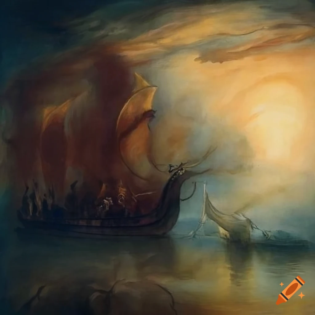 Demon Lord Leviathan of the Seven Seas in the style of William Turner ...