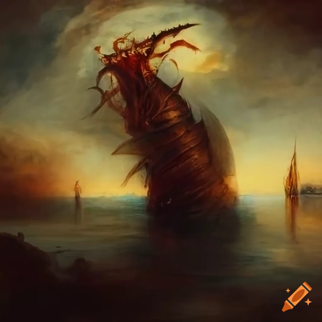 Leviathan, demon lord of the seven seas in the style of william turner ...