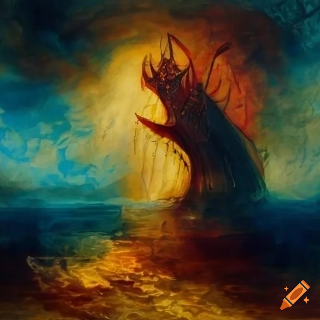 Demon lord leviathan of the seven seas in william turner style painting ...