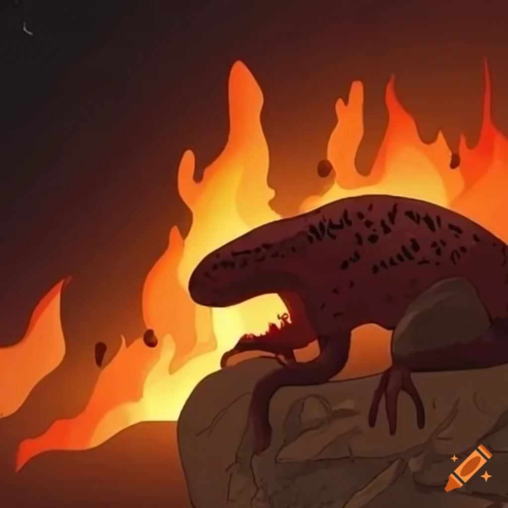 Fire-spitting creature causing unintentional forest fires on Craiyon