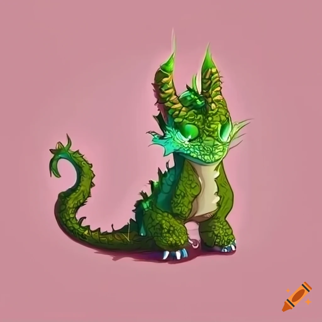 Fluffy dragon with small plants in its fur on Craiyon