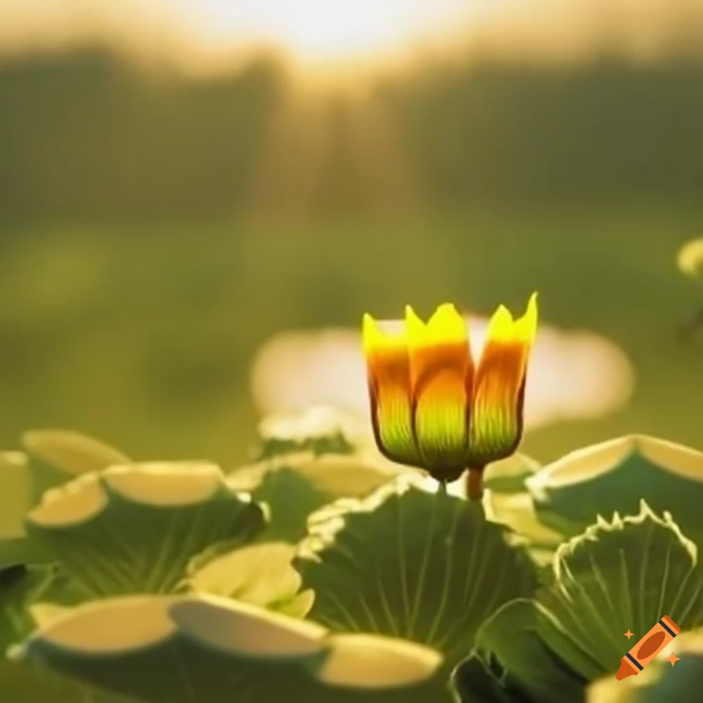 Blooming plant absorbing solar energy and seeking sunlight on Craiyon