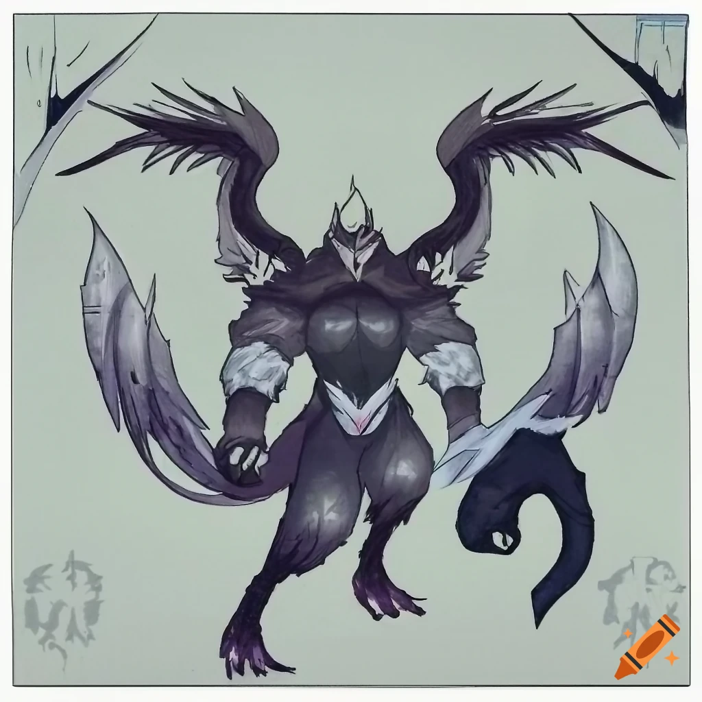 Fantastical stylised eldritch badger raven demon with menacing raven ...