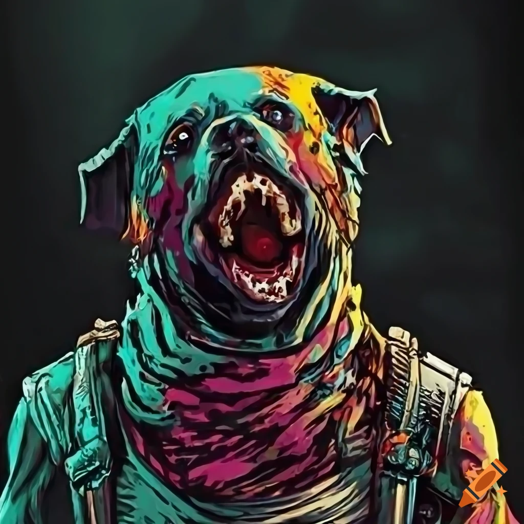 Undead Rottweiler guarding dog food cans in a post-apocalyptic setting ...