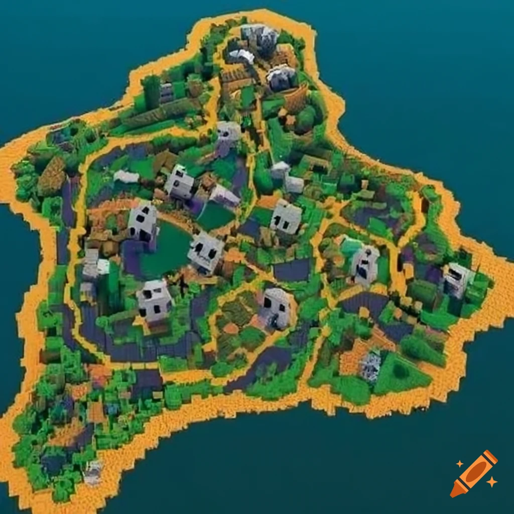 Aerial view of a Minecraft landscape with Carcassonne inspired road ...