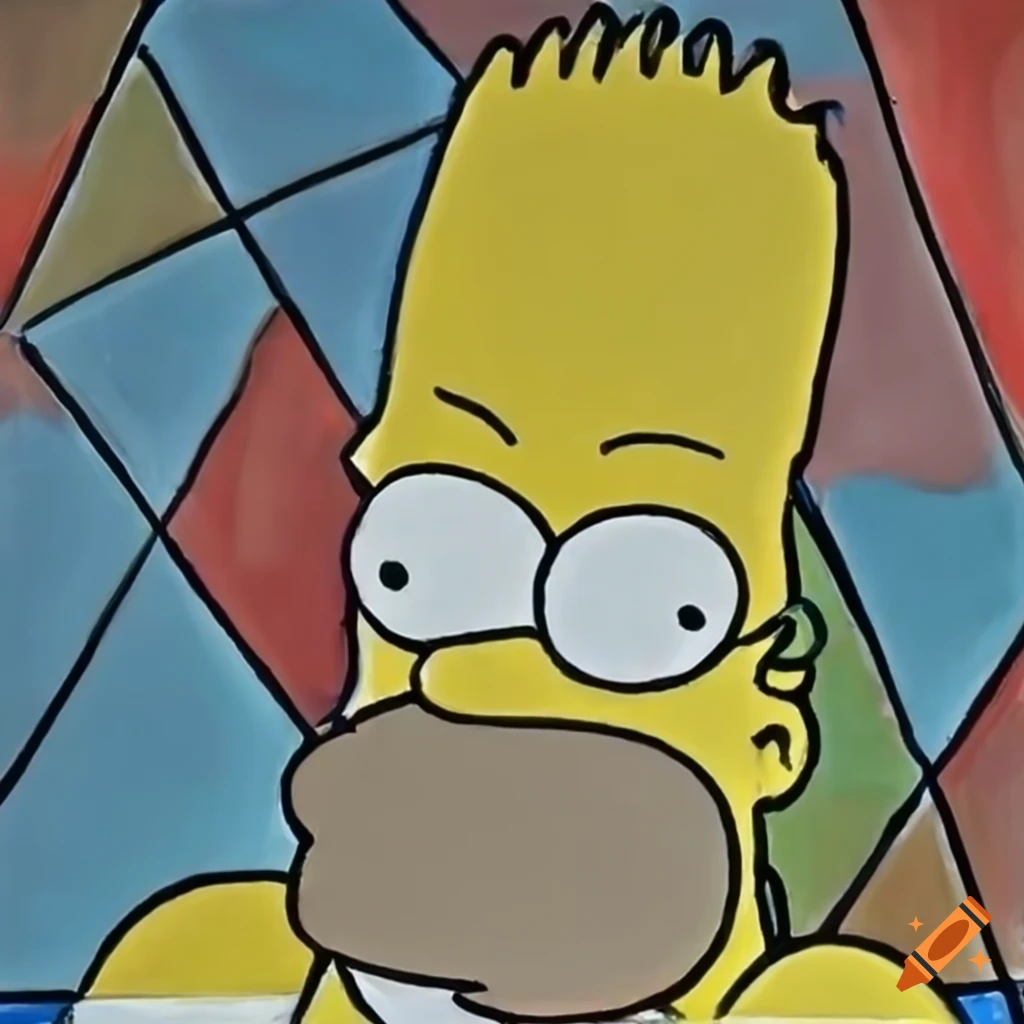 Homer simpson depicted in picasso's cubist style on Craiyon