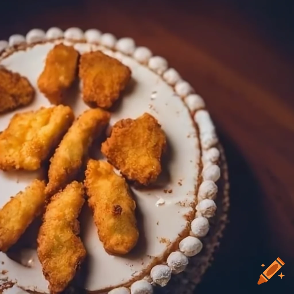 Cake with chicken nugget decoration on Craiyon