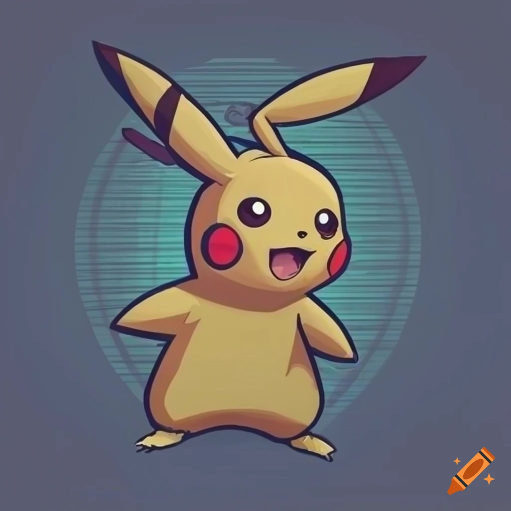 Retro style pikachu with a dark background on Craiyon