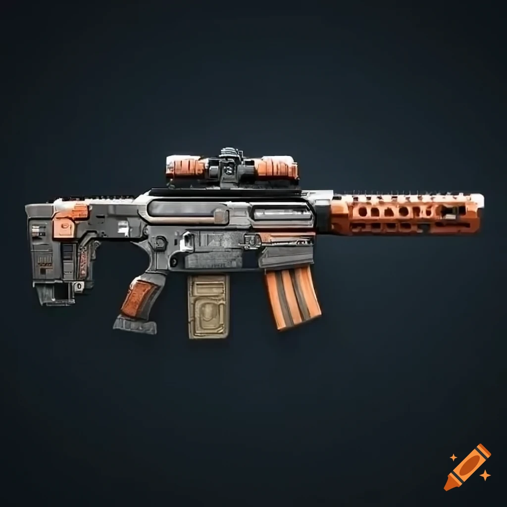 Realistic full side-view of a dmr rifle in the style of titanfall 2 on ...