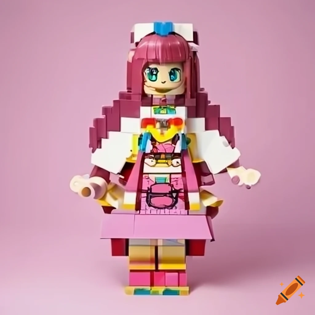 Giant lego set with a magical girl anime character on Craiyon