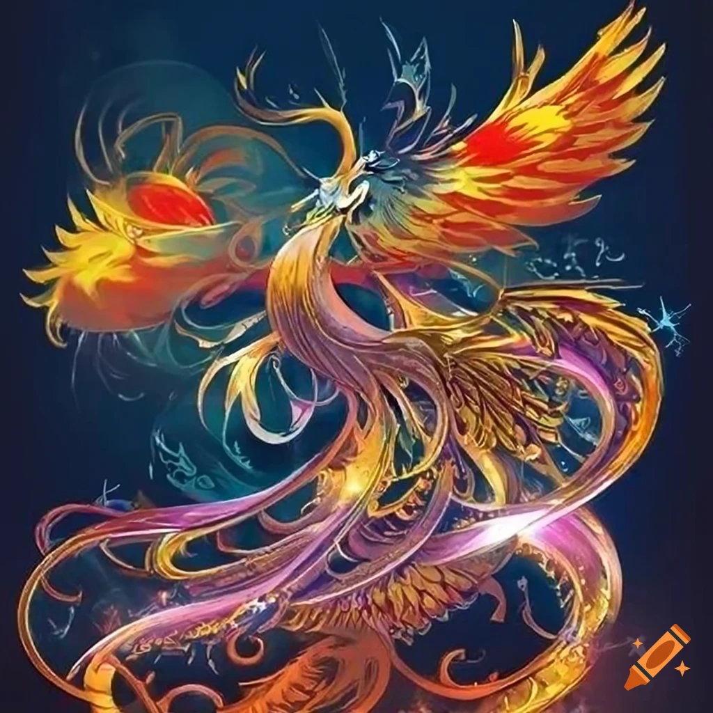 Fantastical regal mythical Eastern Phoenix Peacock Chinese emperor High ...