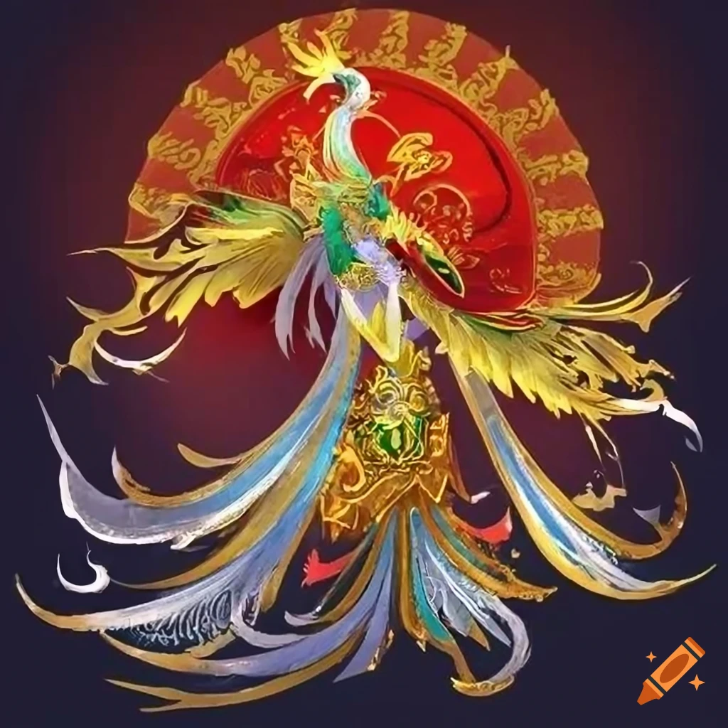 Regal mythical Eastern Phoenix Peacock Chinese emperor High Priest of ...