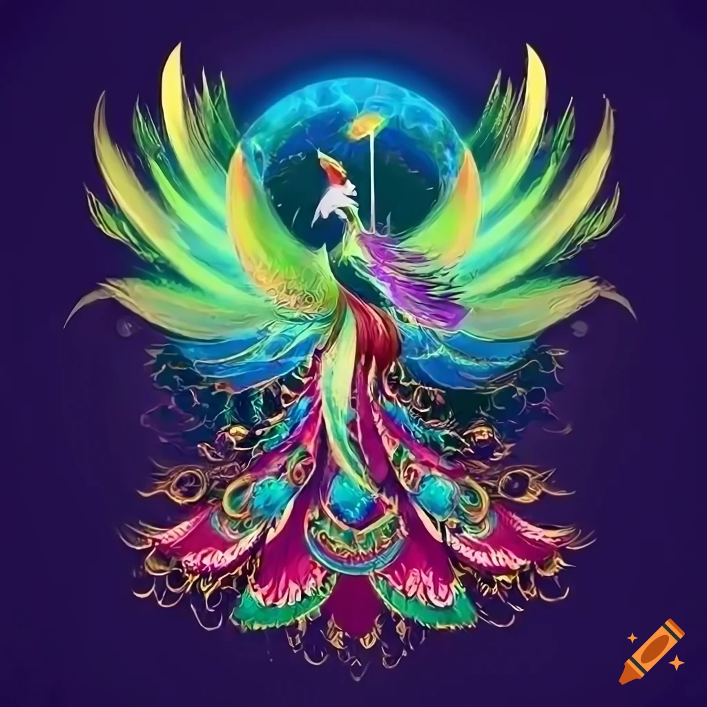 Regal mythical Eastern Phoenix Peacock Chinese emperor of the Heavenly ...