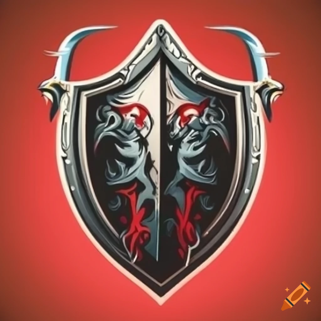 Metal band logo with sword and shield design on Craiyon