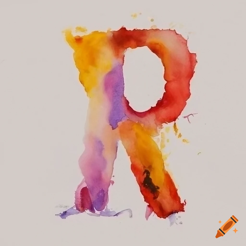 Watercolor painting of the letter M on Craiyon