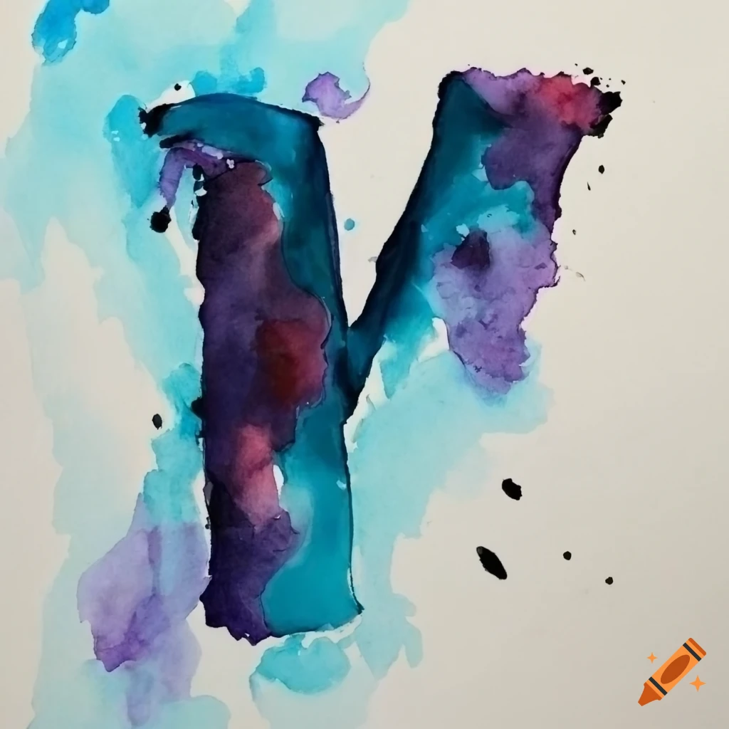 Simple and messy watercolor painting of the letter m on Craiyon