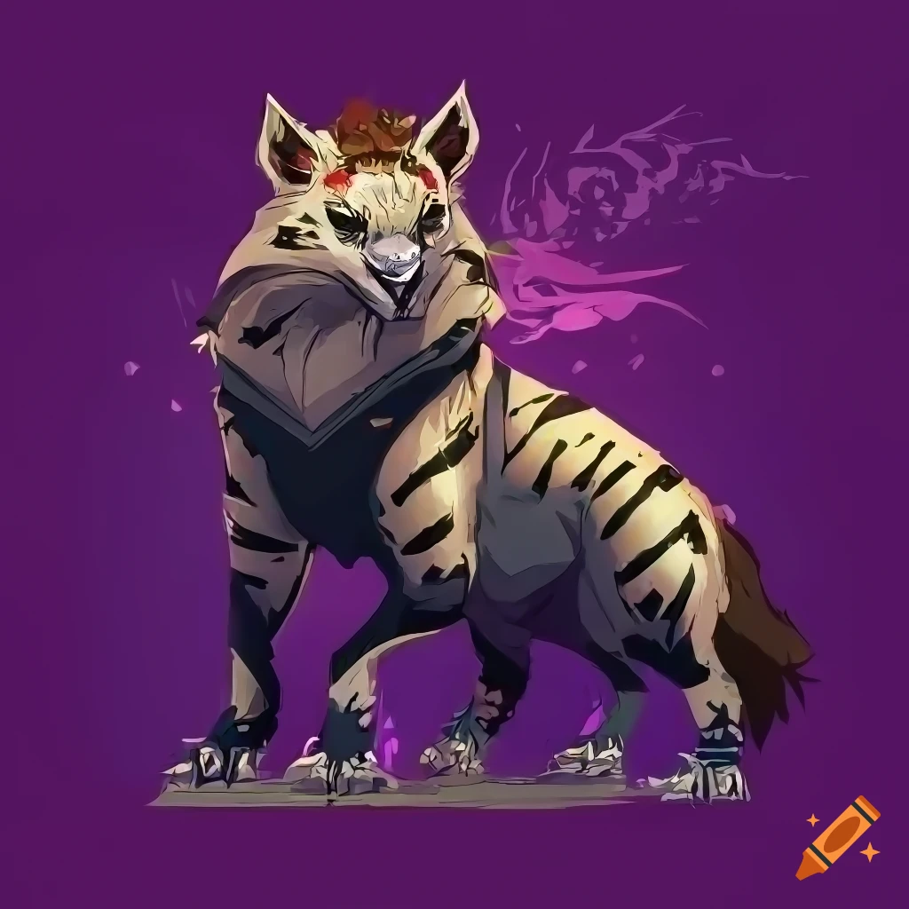 Fantastical regal Striped Hyena in Engutian-themed setting with Anime ...