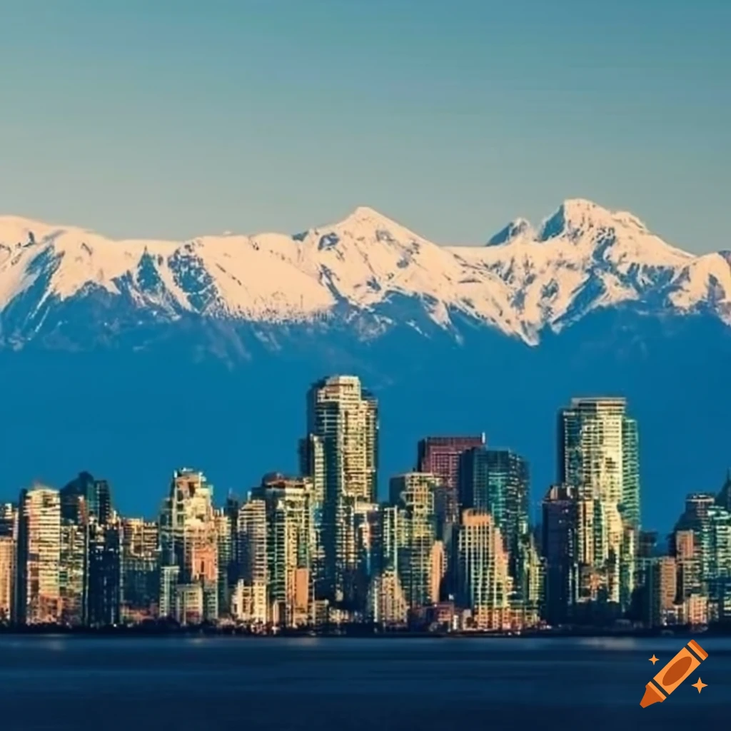 Vancouver skyline with mountains in the background on Craiyon