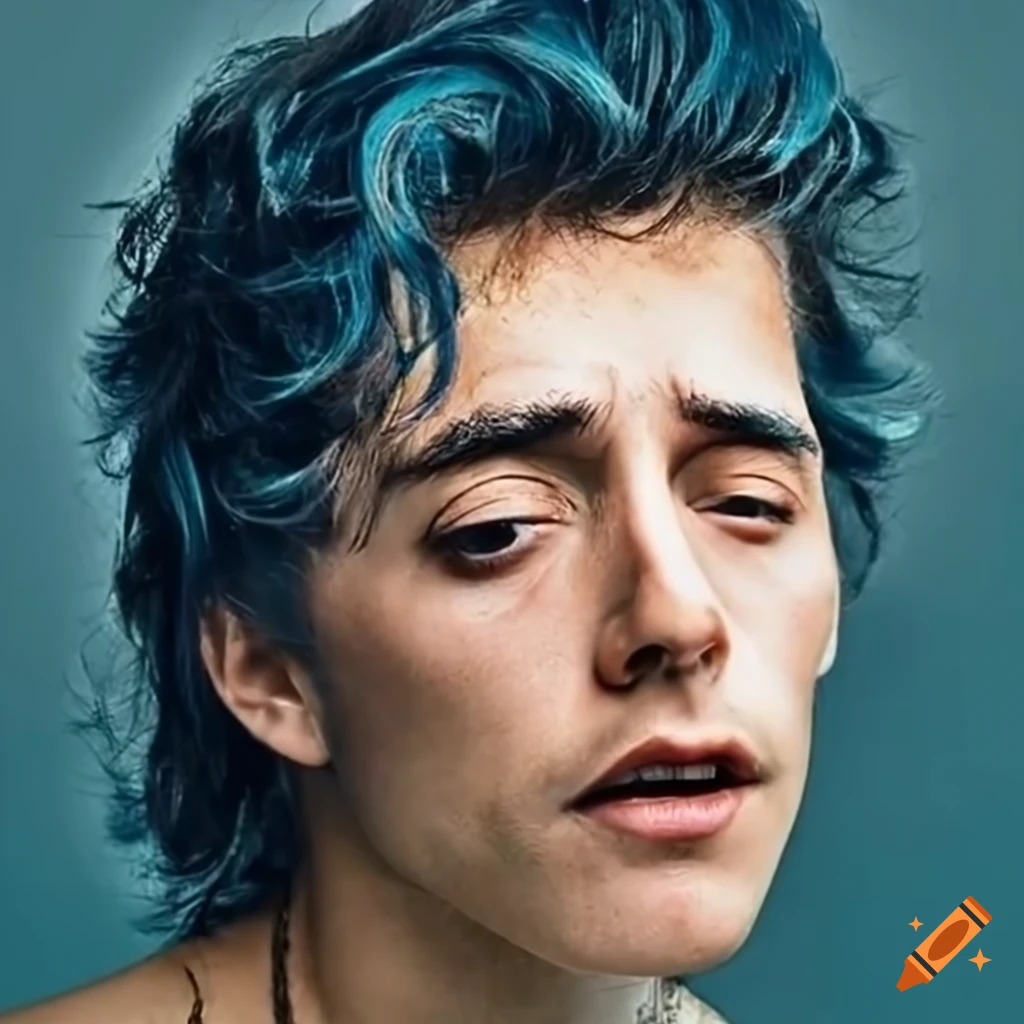 Portrait of a 33-year-old hispanic man with long wavy hair, looking sad ...