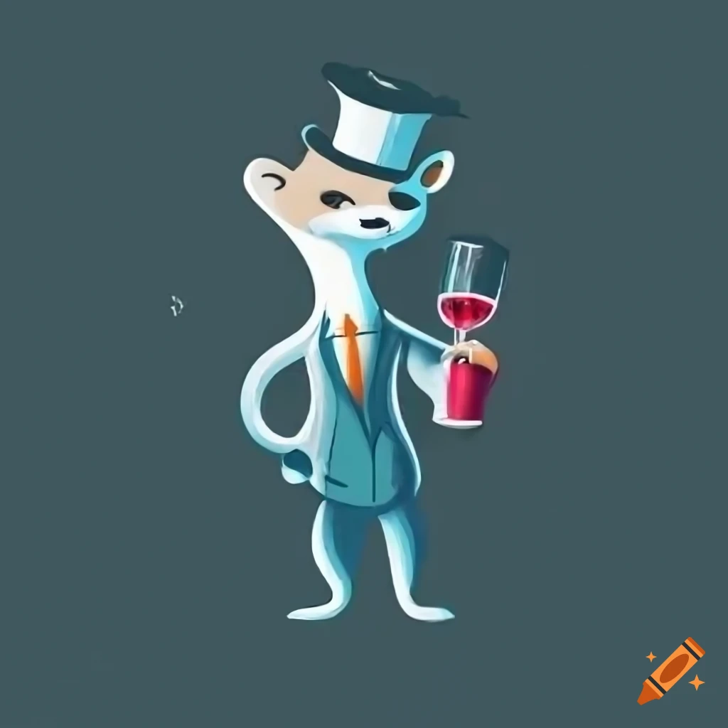 Weasel in a suit and top hat holding a glass of wine, insurance company ...